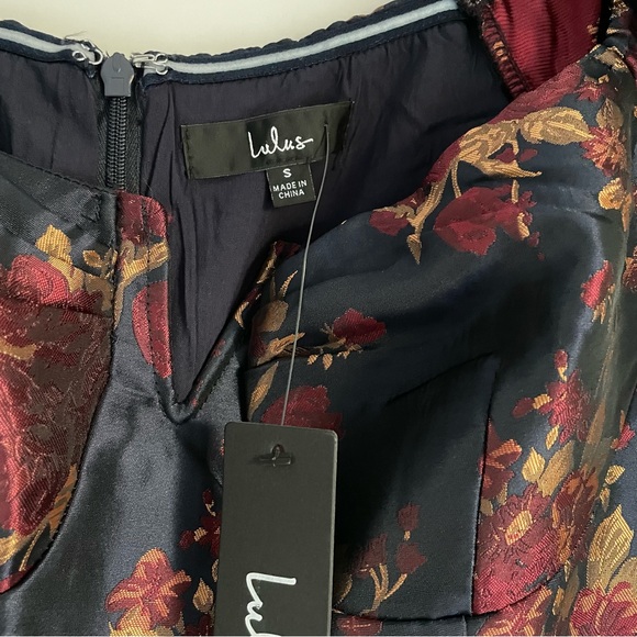 Lulus | Pants & Jumpsuits | Lulus Glam Midnight Blue Floral Jacquard ...